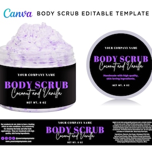 Body Scrub Wrap Label Designs, Body Sugar Scrub Labels, Soak Salts ...