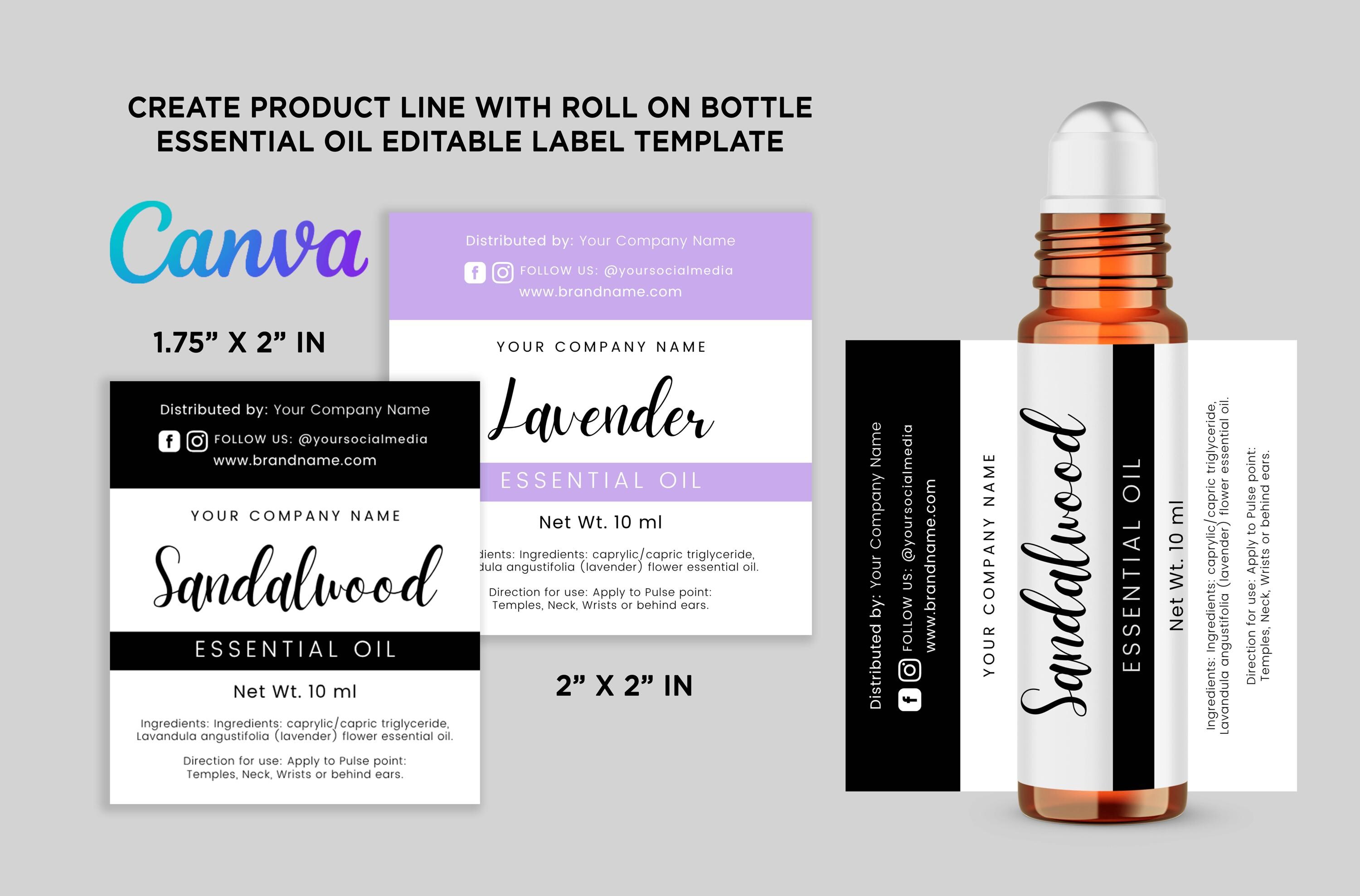 Roll-on Essential Oil Label, Essential Oil Roller Bottle Labels ...