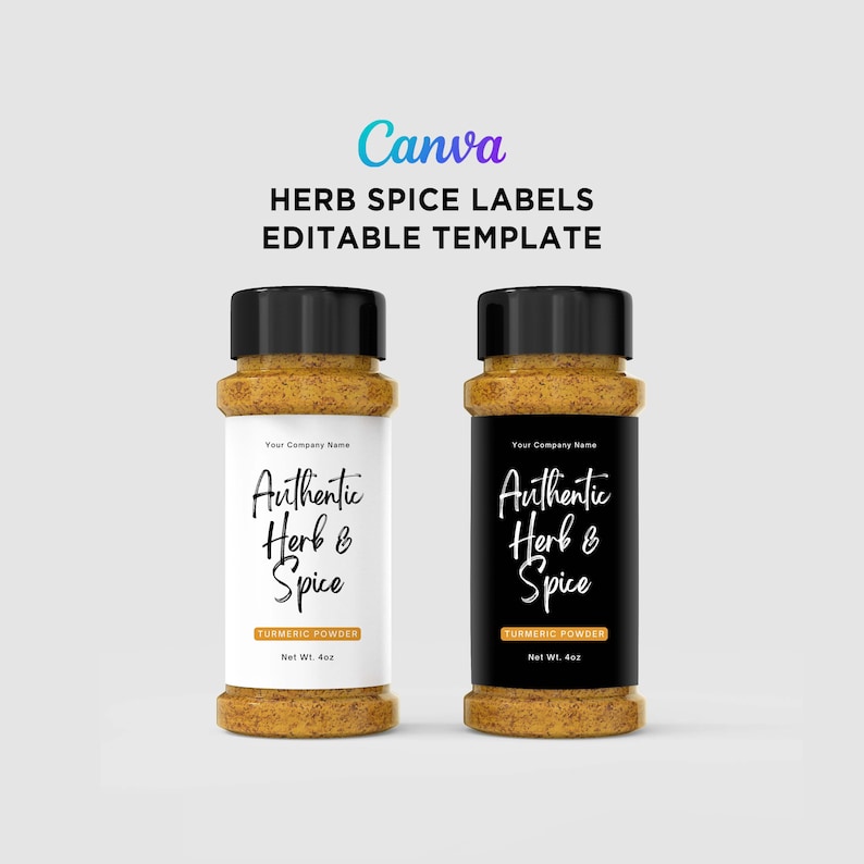 Printable Authentic Herb and Spice Label, Turmeric Powder Labels, Herb ...