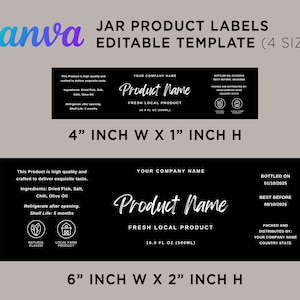 Food Jar Labels, Gourmet Labels, Print Product Label, Jar Label ...