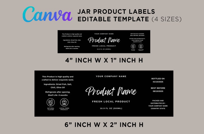 Food Jar Labels Gourmet Labels Print Product Label Jar - Etsy