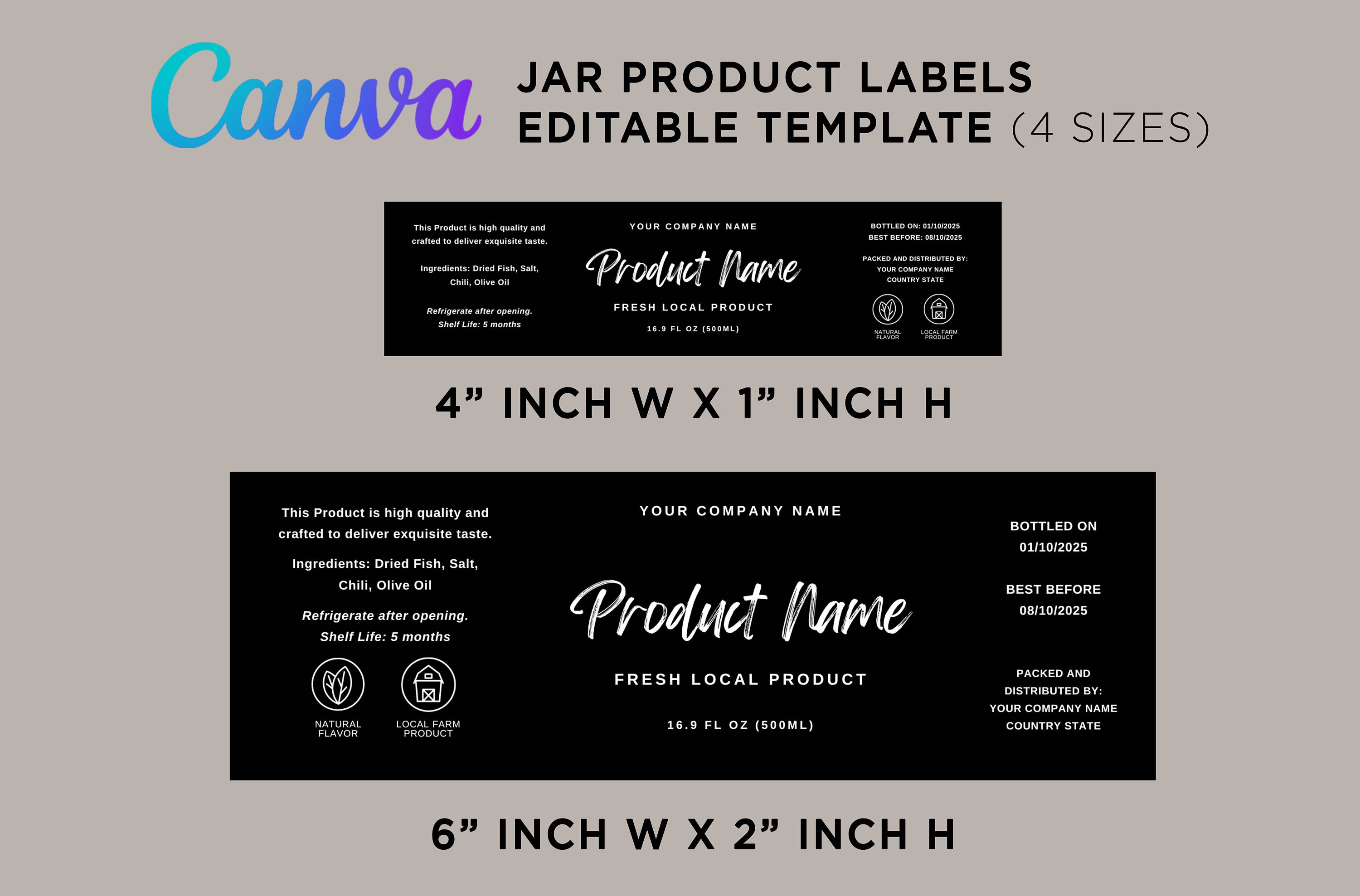 Food Jar Labels Gourmet Labels Print Product Label Jar - Etsy