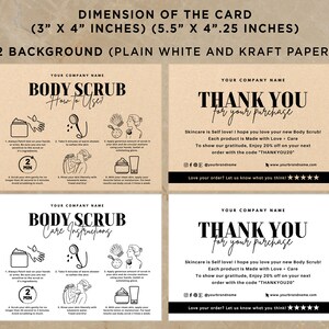 Body Scrub Card, Bath Scrub Care Instructions, How to Use Body Scrub ...