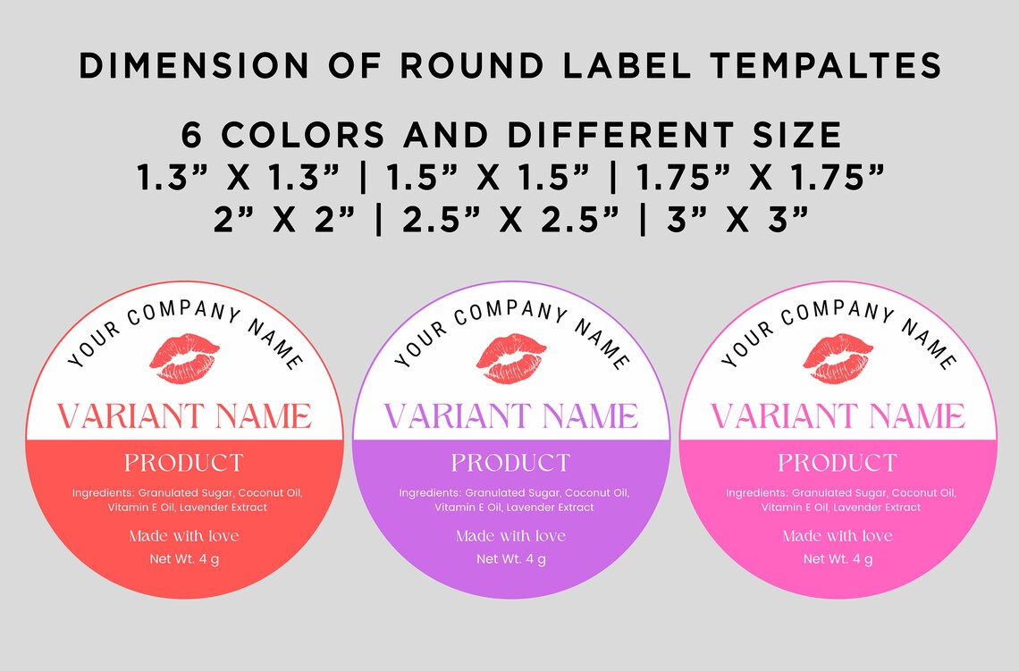 Printable Lip Balm Round Label Sticker Lip Scrub Labels - Etsy