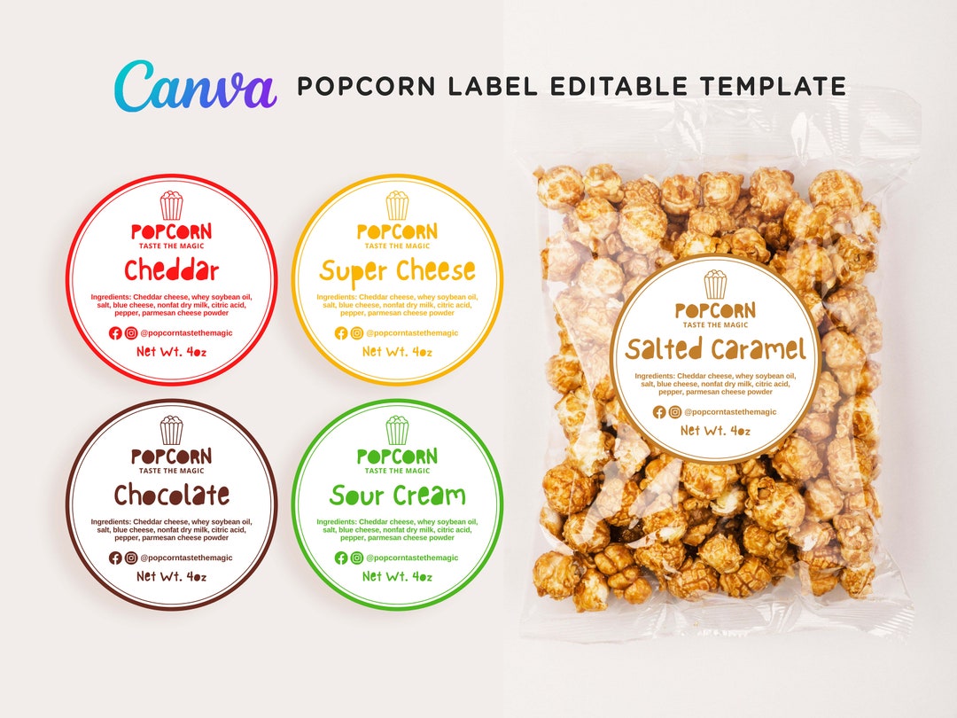 Popcorn Labels Popcorn Logo Popcorn Business Popcorn - Etsy