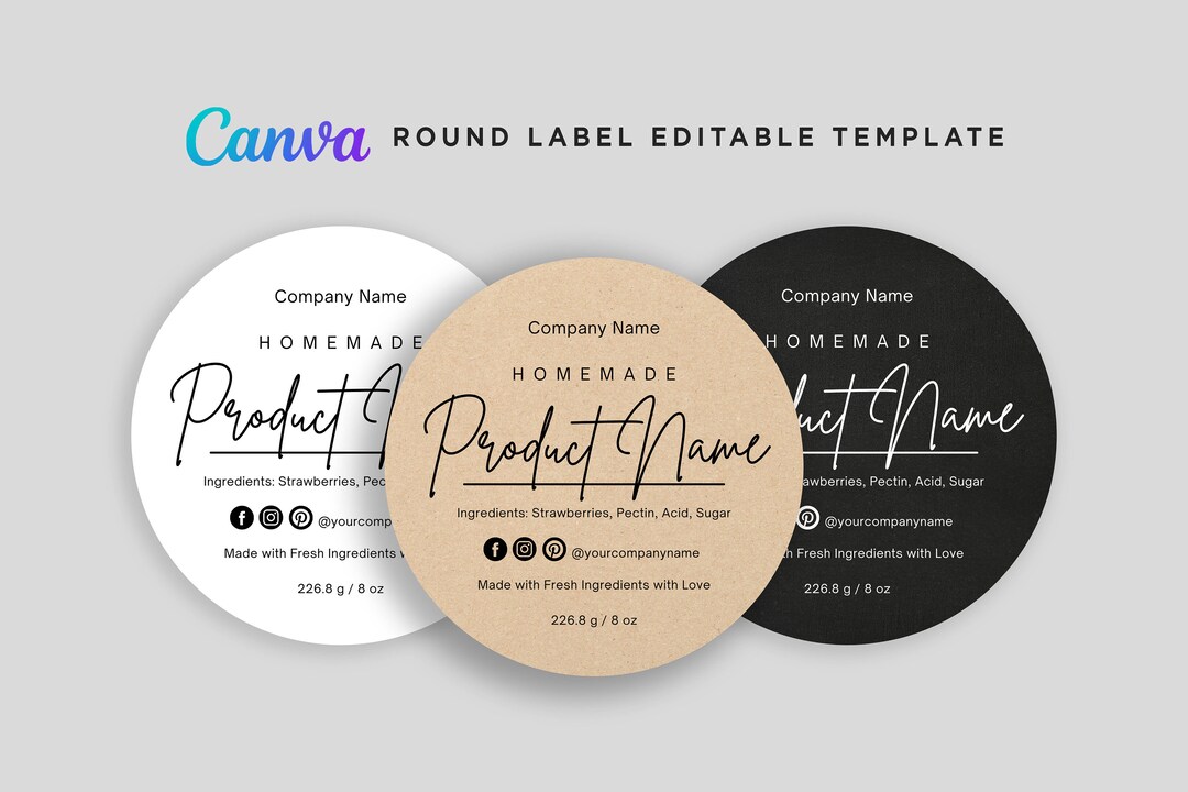 Printable Round Label Circle Label Sticker for Canning Jars - Etsy