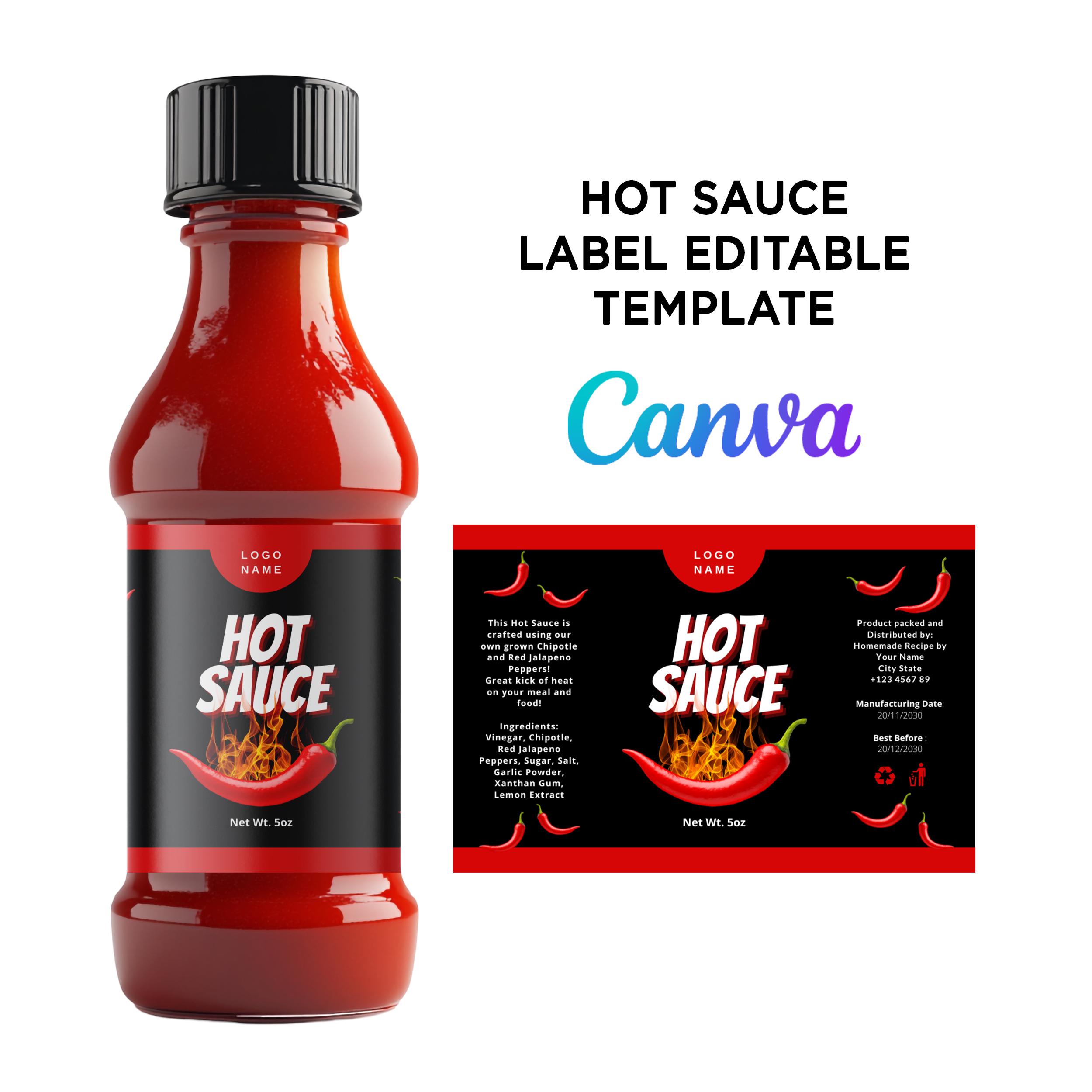 Printable Hot Sauce Label, Hot Sauce Bottle Design, Hot Sauce 5oz ...