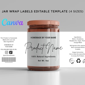 Printable Jar Wrap Around Labels, Mason Jar Labels, Container Jar ...