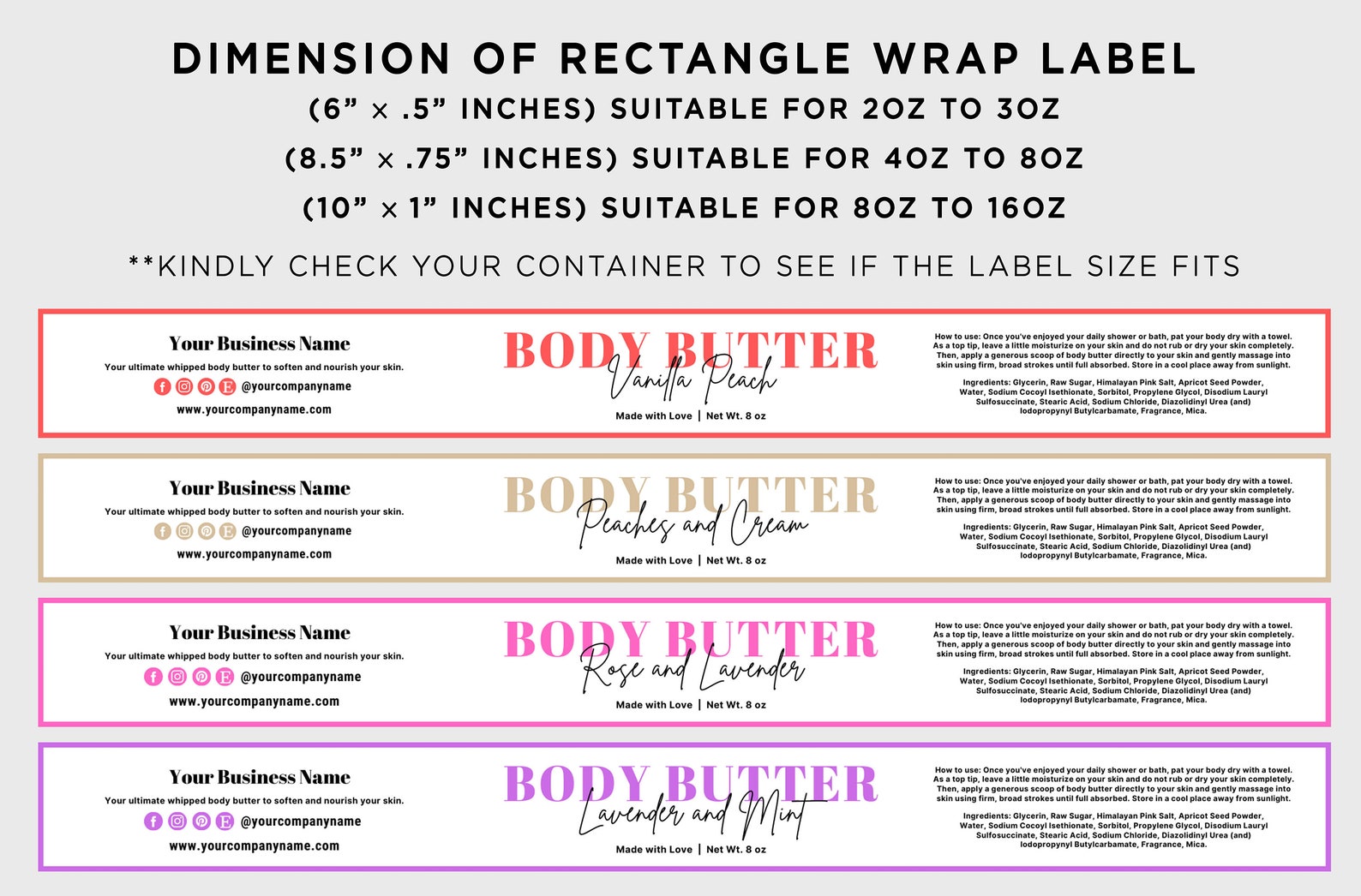 Printable Whipped Body Butter Label for Low Profile Jars - Etsy