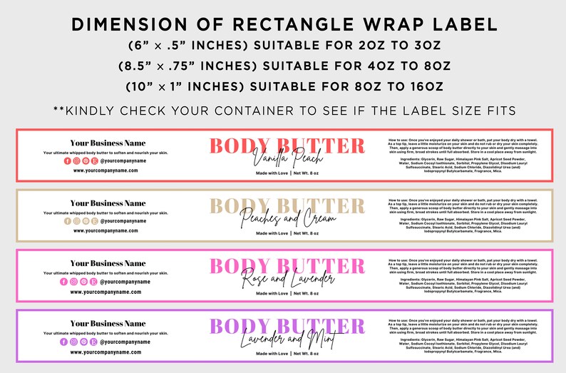 Printable Whipped Body Butter Label for Low Profile Jars - Etsy