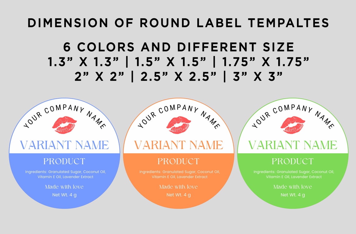 Printable Lip Balm Round Label Sticker Lip Scrub Labels - Etsy