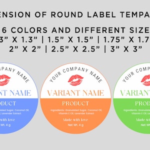 Printable Lip Balm Round Label Sticker, Lip Scrub Labels, Cosmetic Lip ...