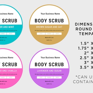 Editable Body Scrub Label for Low Profile Jars, Sugar Scrub Label ...