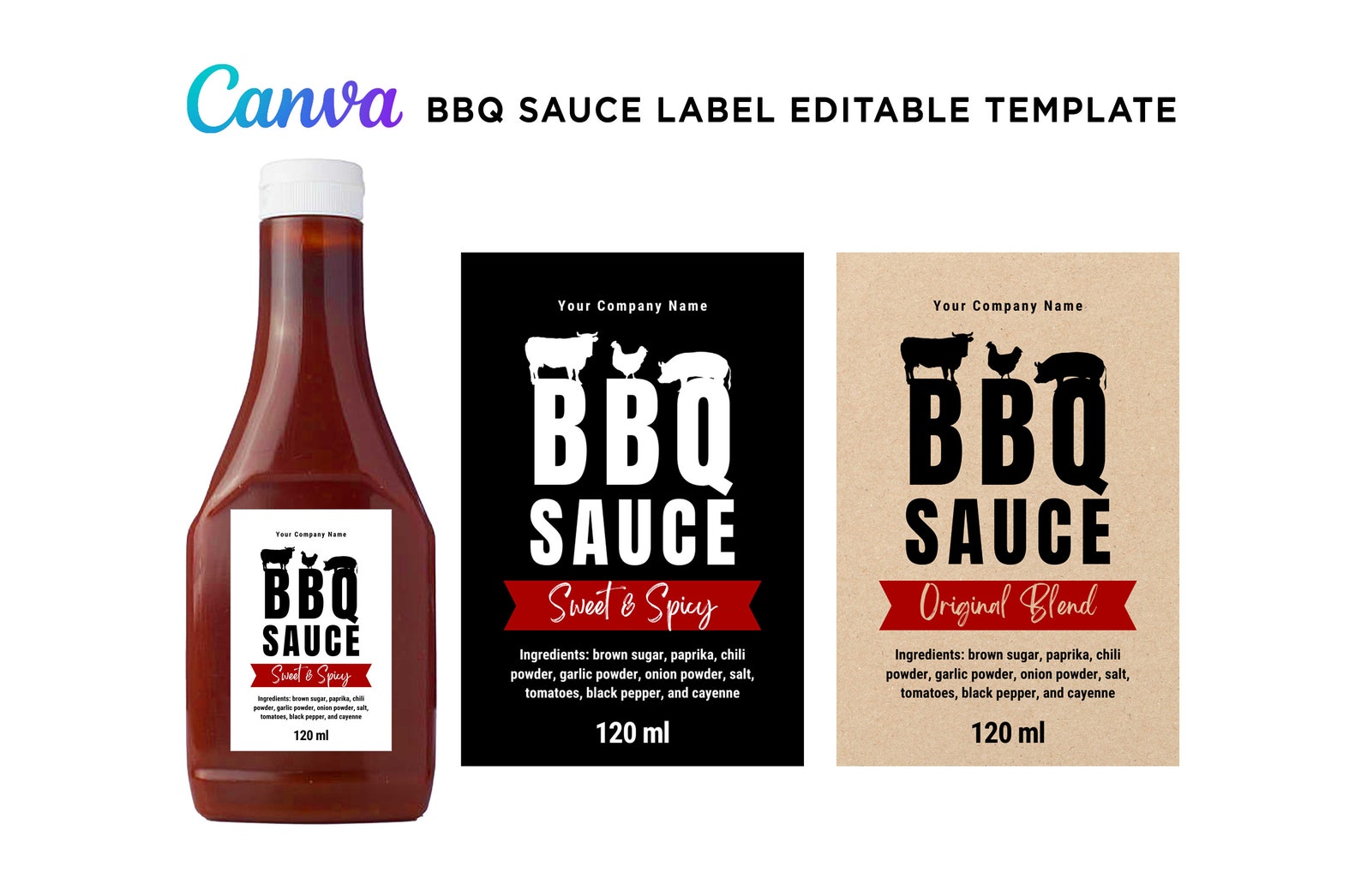 BBQ Sauce Label, Printable Barbeque Sauce Label, Homemade BBQ Sauce ...