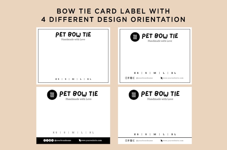 Printable Card for Pet Bow Tie Business, Dog Bow Tie Tags, DIY Pet Bow ...