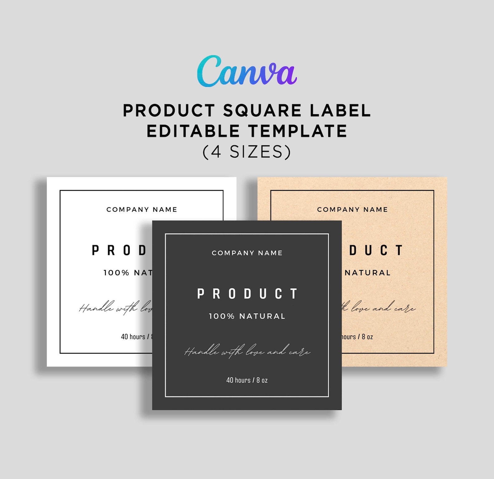 Square Labels for Homemade Products, Jar Square Labels, Product Square ...