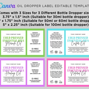 Bottle Dropper Oil Label Designs, Essential Oil Labels, Cold Pressed ...