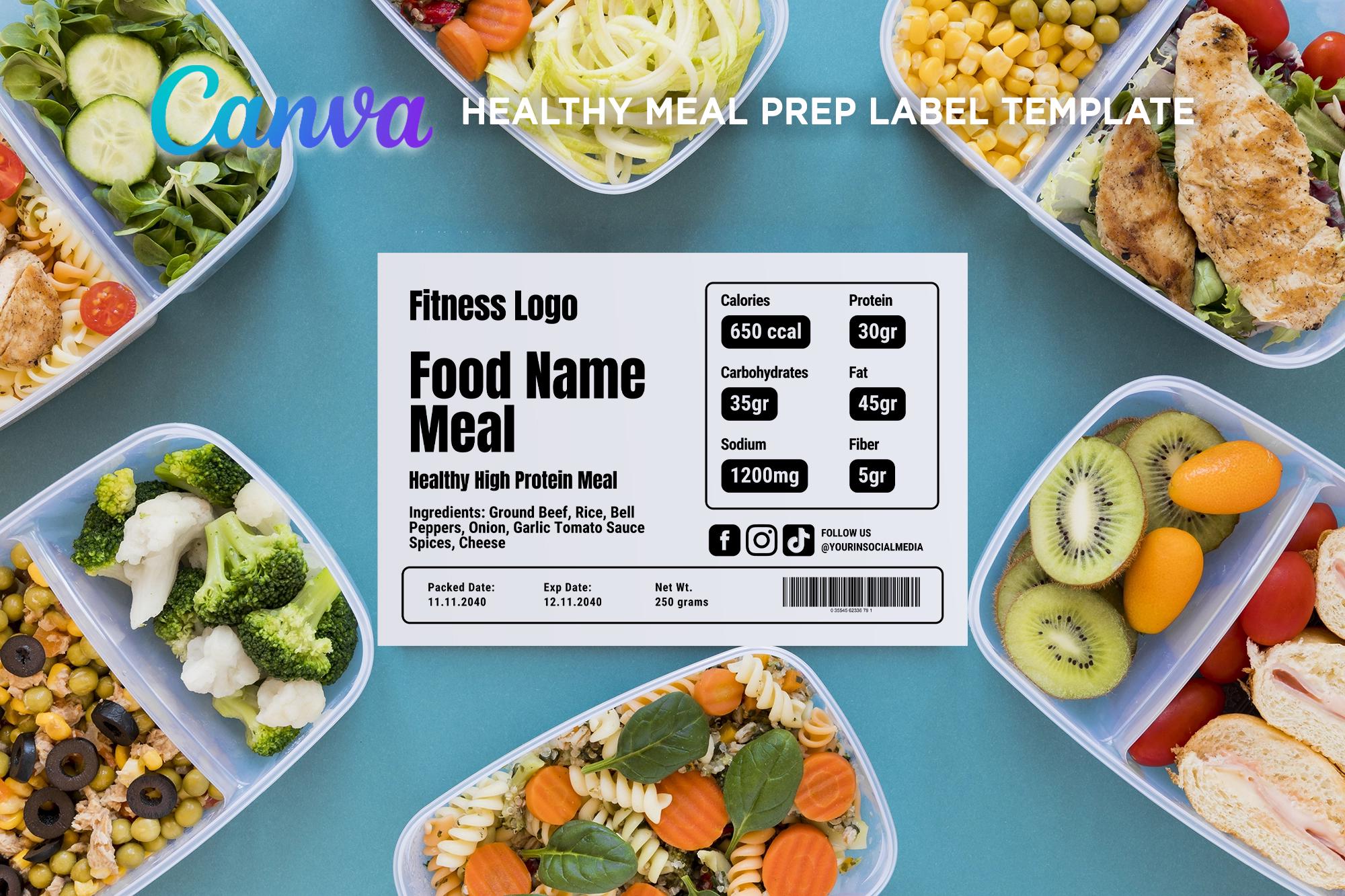 Meal Container Labels, Fitness Meal Labels, Healthy Meal Labels ...