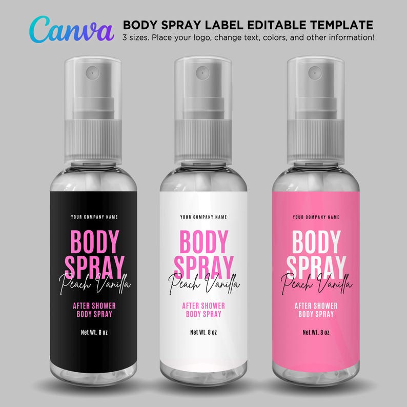 Body Spray Template, Body Spray Labels, Body Perfume Labels, After ...
