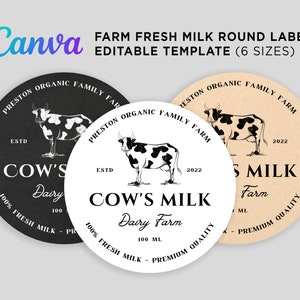 Cow's Milk Label, Milk Labels, Cow Printables, Fresh Milk Labels, Milk ...