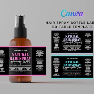 Hair Spray Label Template, Hair Spray Bottle Design, Hair Curl Spray ...