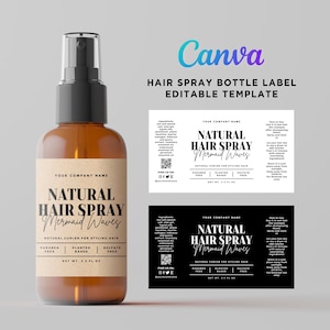 Hair Spray Design Labels, Hair Bottle Spray Label, Hair Care Spray ...