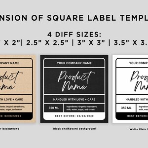 Square Labels for Homemade Products, Jar Square Labels, Product Square ...