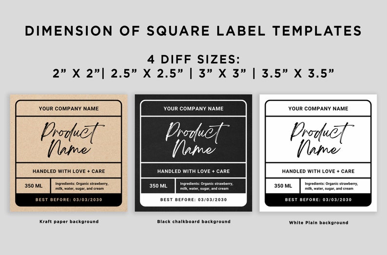 Square Labels for Homemade Products, Jar Square Labels, Product Square ...