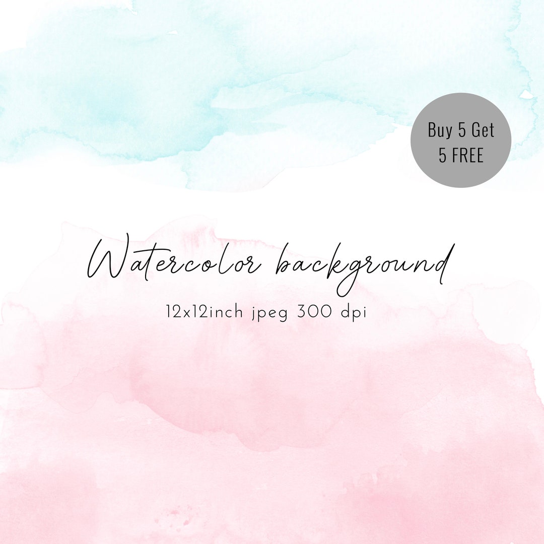 Pink & Blue Watercolor Background: Digital Paper Texture (12x12 Inch ...