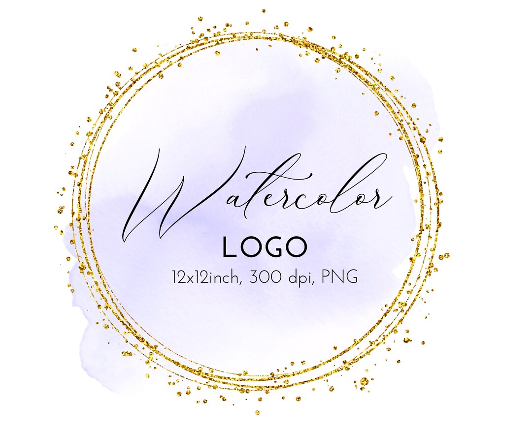 Logo Background PNG - Violet Brush Stroke Watercolor Gold Frame Clipart ...