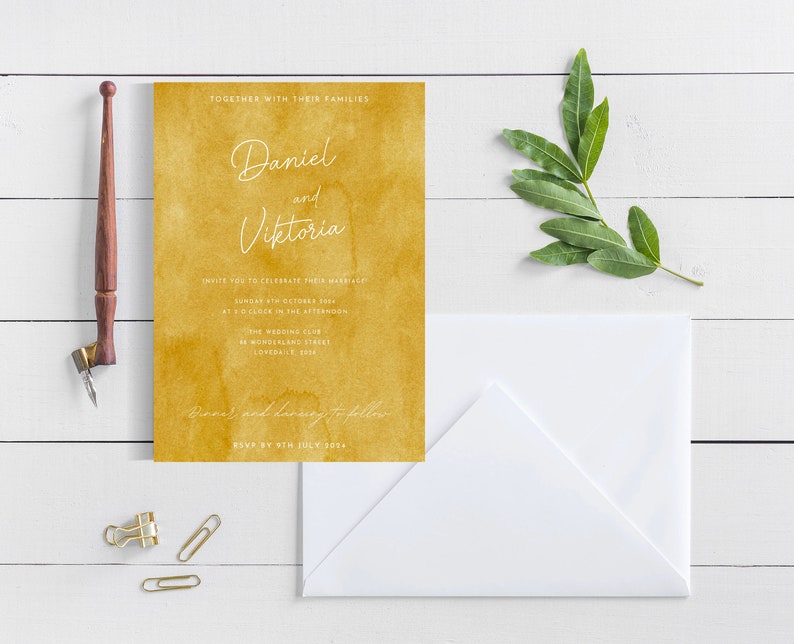 Mustard Watercolor Background: Digital Scrapbook Paper (12x12 Inch JPEG ...