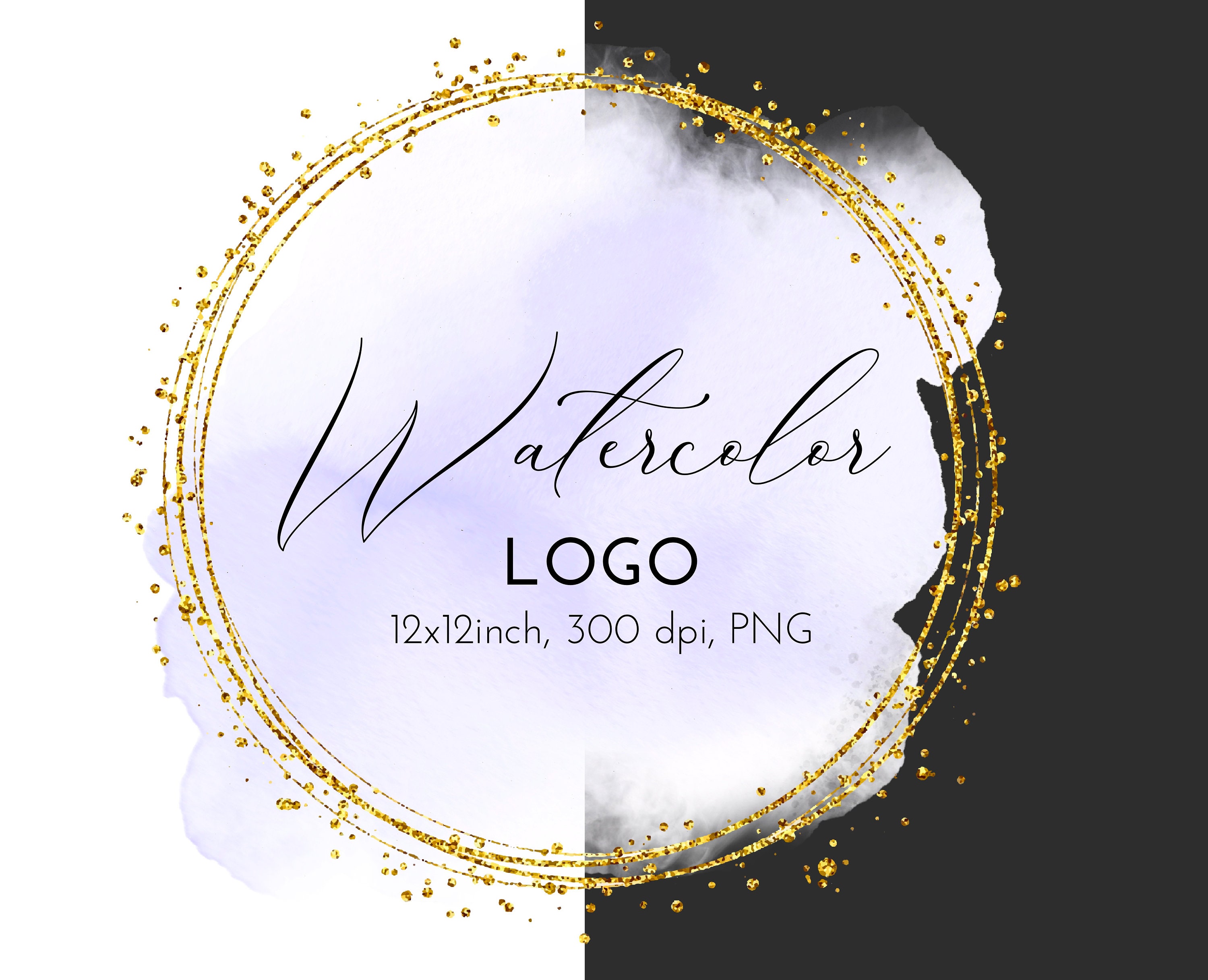 Logo Background PNG - Violet Brush Stroke Watercolor Gold Frame Clipart ...