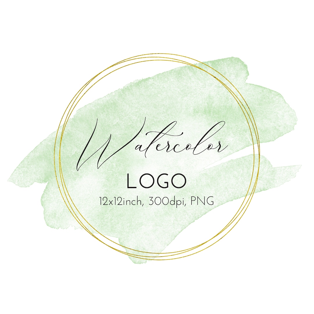 Logo Background PNG - Green Brush Stroke Watercolor Gold Frame Clipart ...