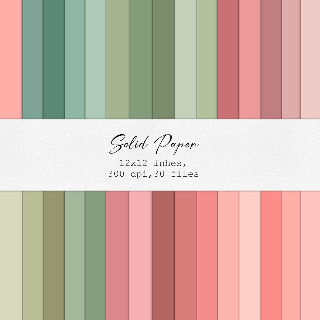 30 Solid Color Digital Paper Pack, Rainbow Colours Printable Background ...