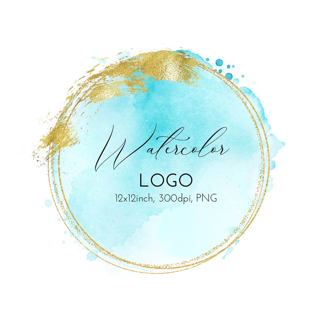 Logo Background PNG - Blue Brush Stroke Watercolor Gold Frame Clipart ...