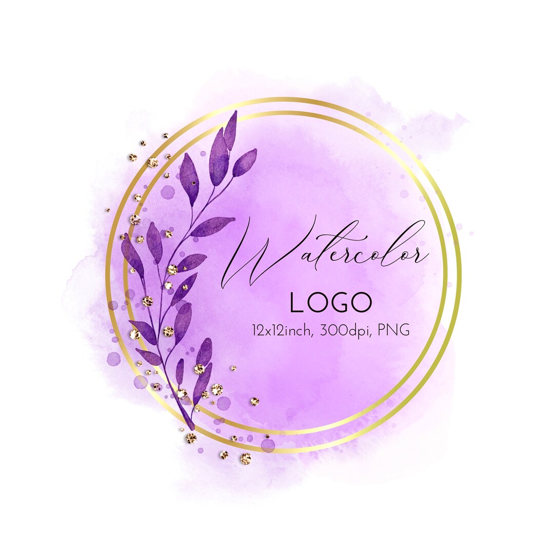 Logo Background PNG - Purple Stroke Watercolor Gold Frame Clipart ...