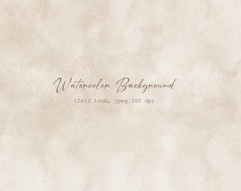 Beige Watercolor Texture Background: Abstract Digital Paper (12x12 Inch ...