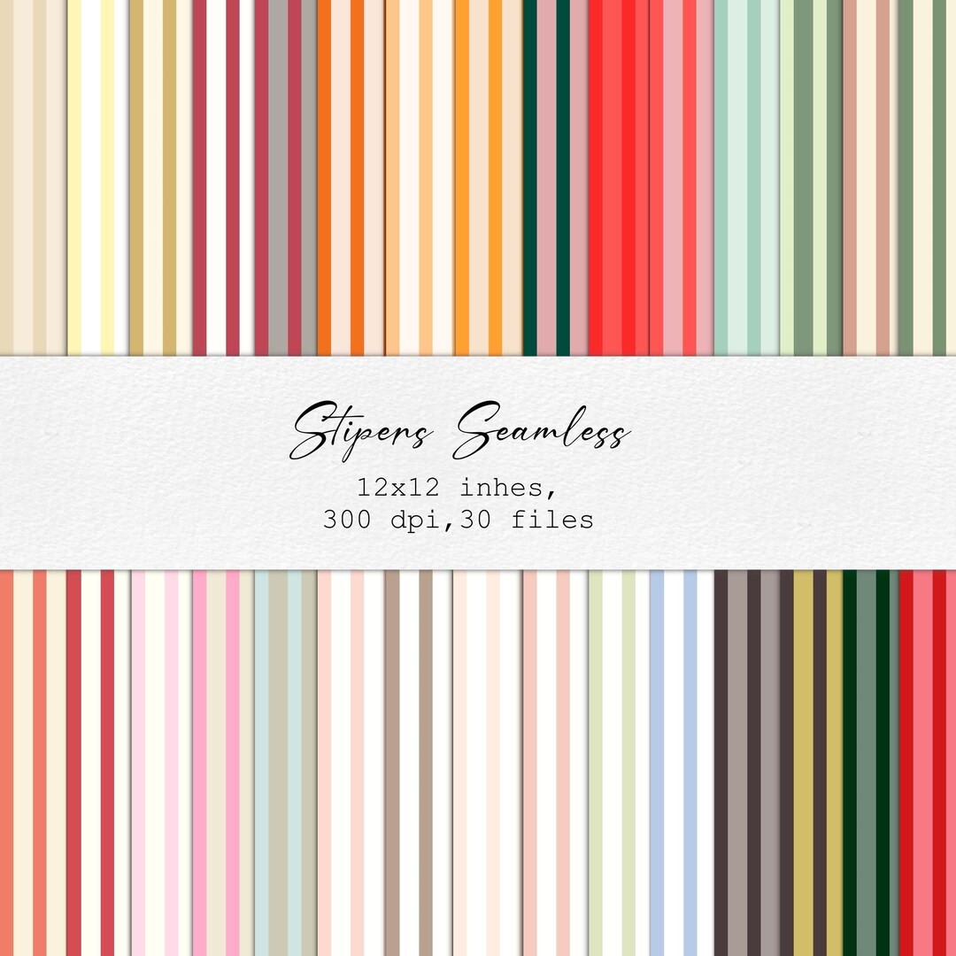 Small Striped Digital Paper: 30 Colors, Seamless Pinstripes (digital ...