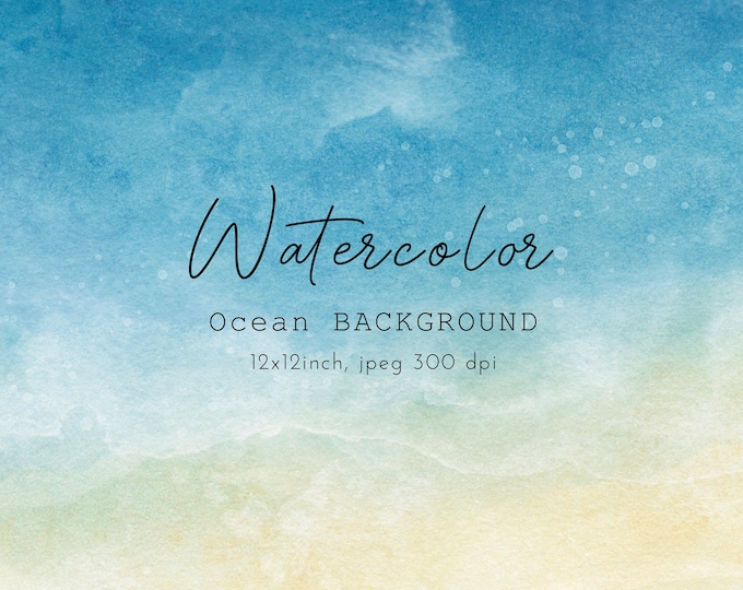 To the Sea Background, Watercolor Texture, Digital Paper Clipart, Blue ...