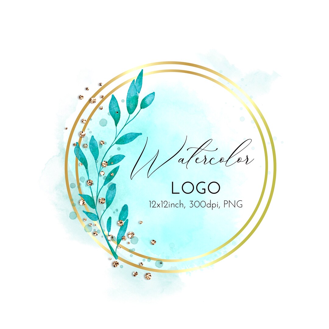 Logo Background PNG - Turquoise Stroke Watercolor Gold Frame Clipart ...