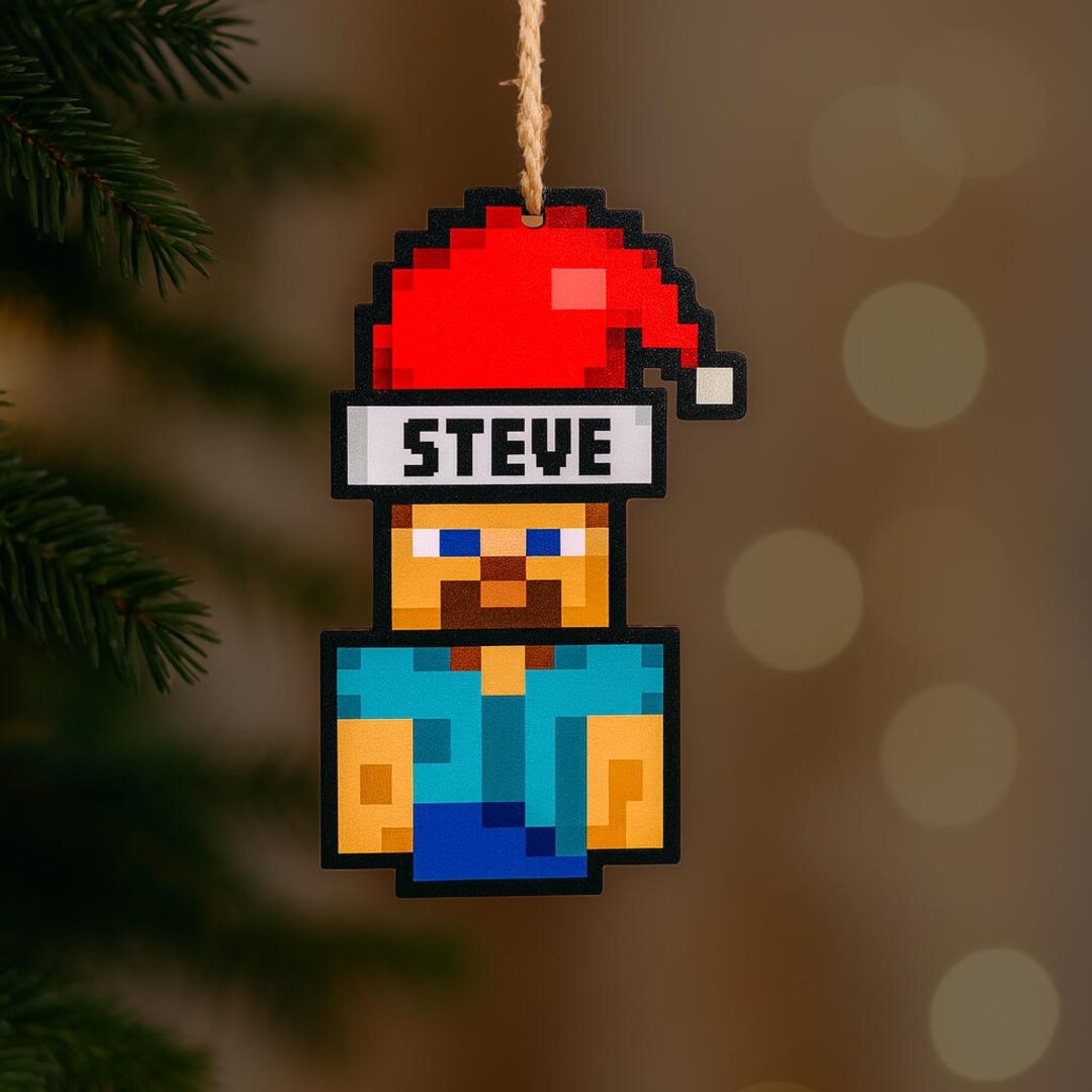 Personalized Minecraft Steve Christmas Ornament, Gamer Gift - Etsy