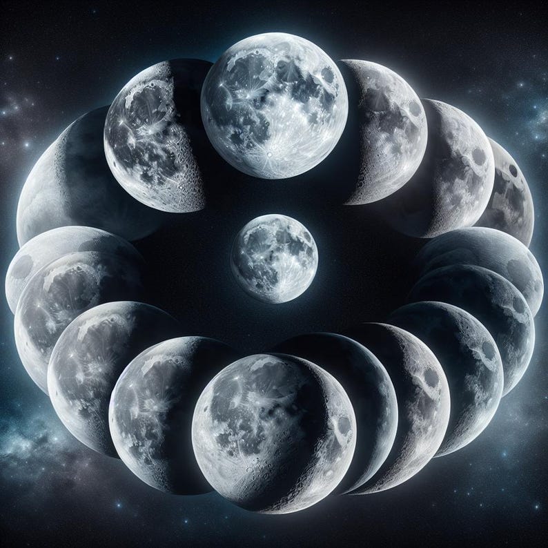Lunar Phases Moon Cycle Digital Wall Art Printable - Etsy