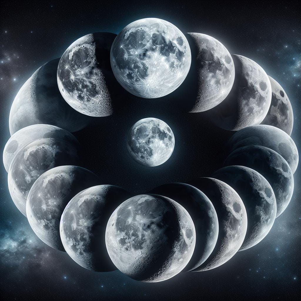 Lunar Phases Moon Cycle Digital Wall Art Printable - Etsy