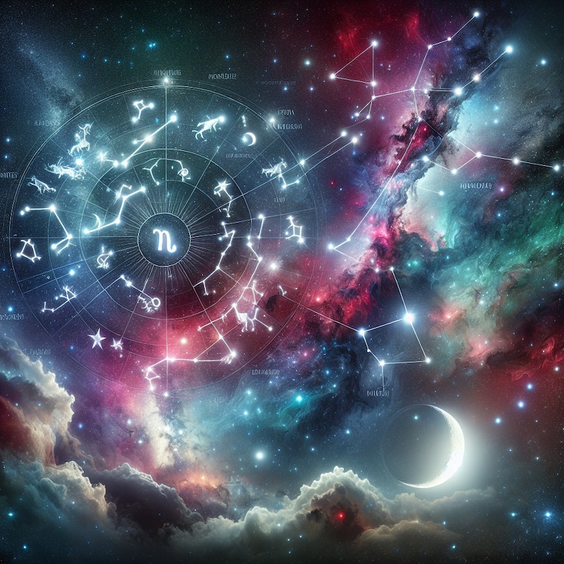 Zodiac Constellation Digital Wall Art Astrology Star Map Print ...