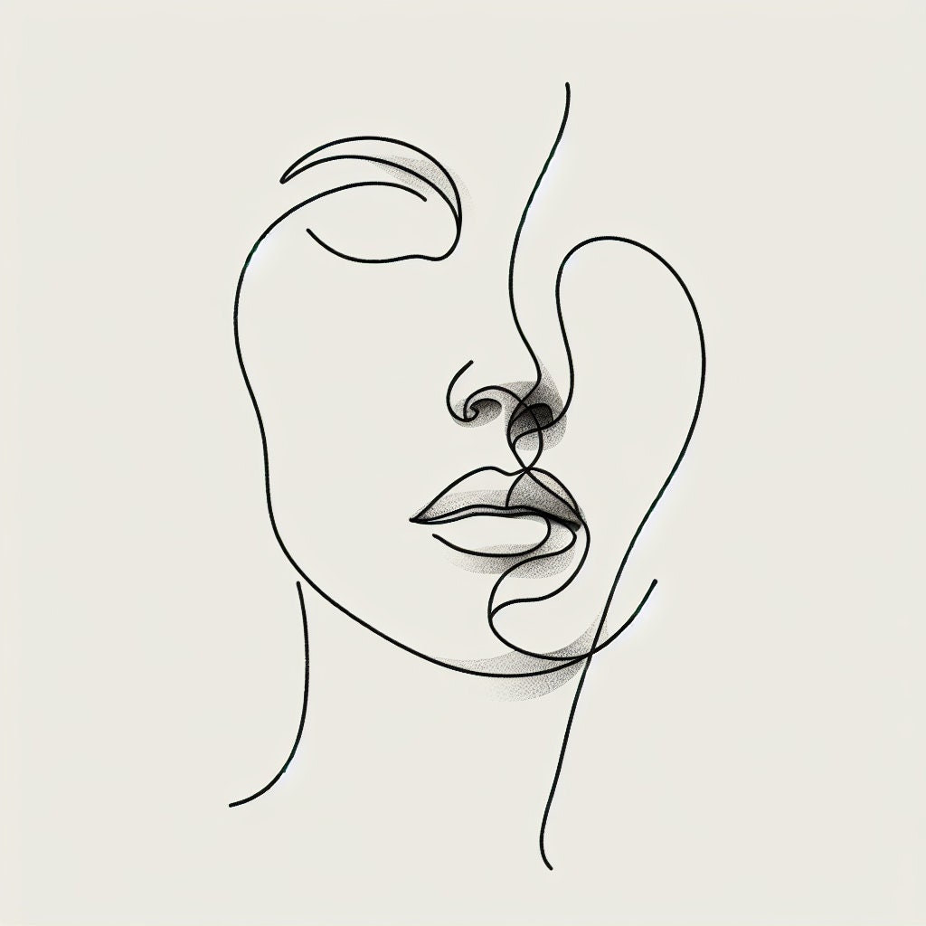 Minimalist Face Line Art Print, Modern Abstract Portrait (digital ...