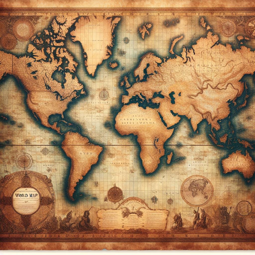 Antique Style World Map Digital Wall Art Printable - Etsy