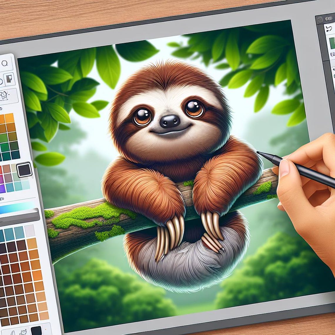 Hanging Sloth Illustration Digital Wall Art Printable - Etsy