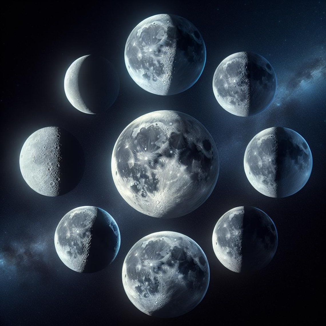 Lunar Phases Moon Cycle Digital Wall Art Printable - Etsy