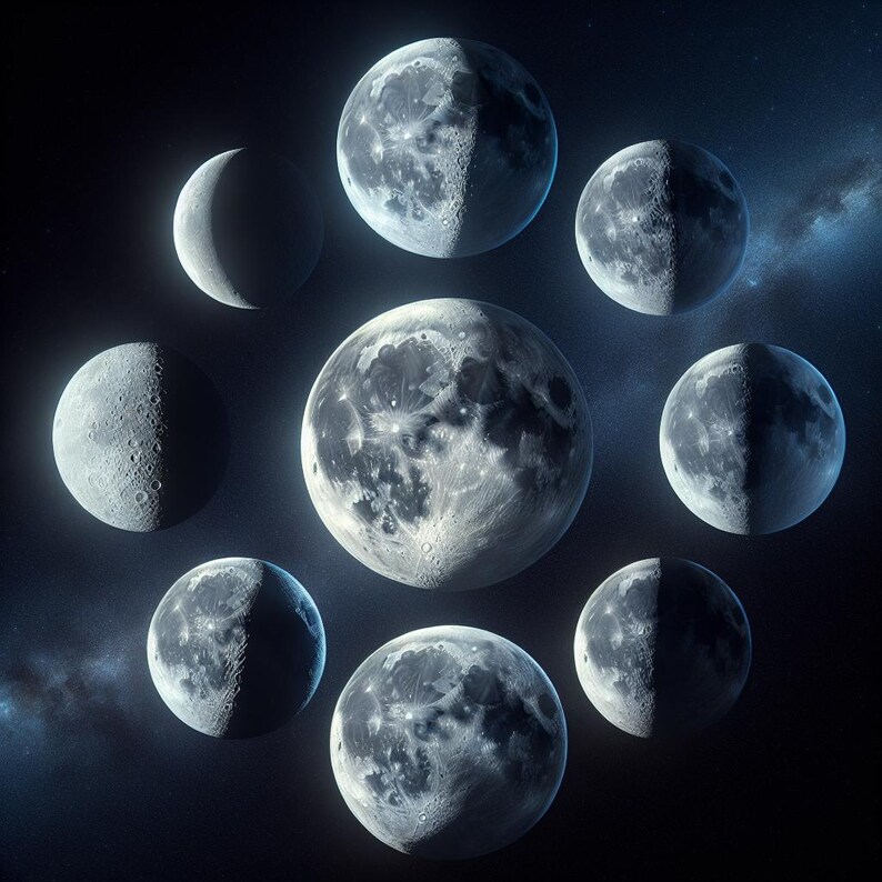 Lunar Phases Moon Cycle Digital Wall Art Printable - Etsy