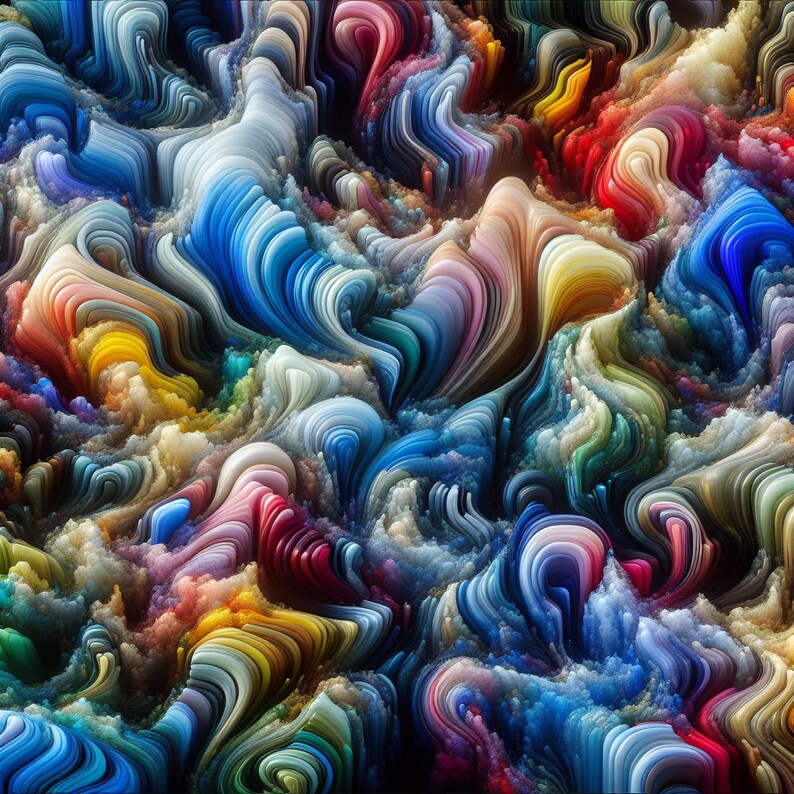 Vibrant Abstract Shapes Digital Wall Art - Bold Geometric Print ...